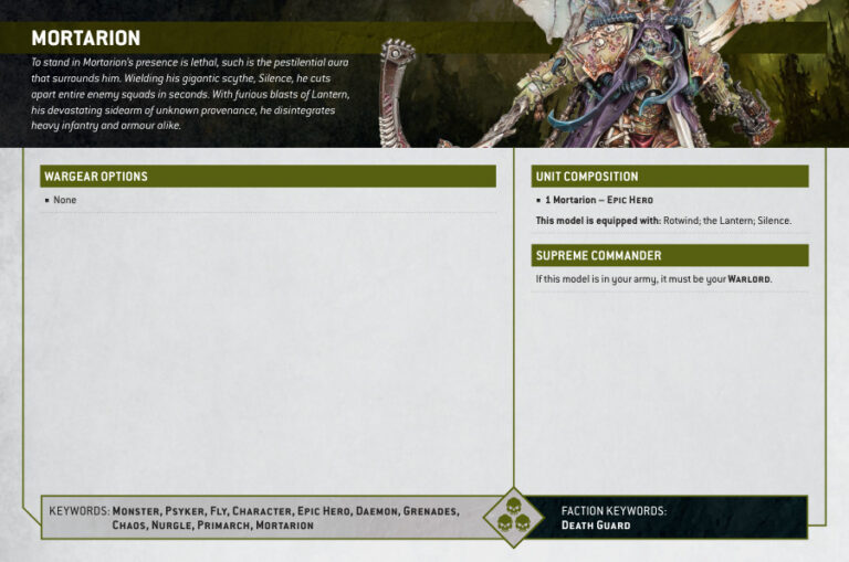 Warhammer 40K Mortarion, Daemon Primarch of Nurgle