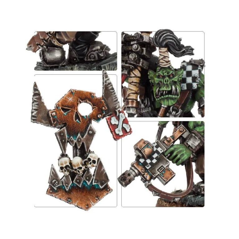 W40K Ork Nob With Waaagh! Banner Miniature Model