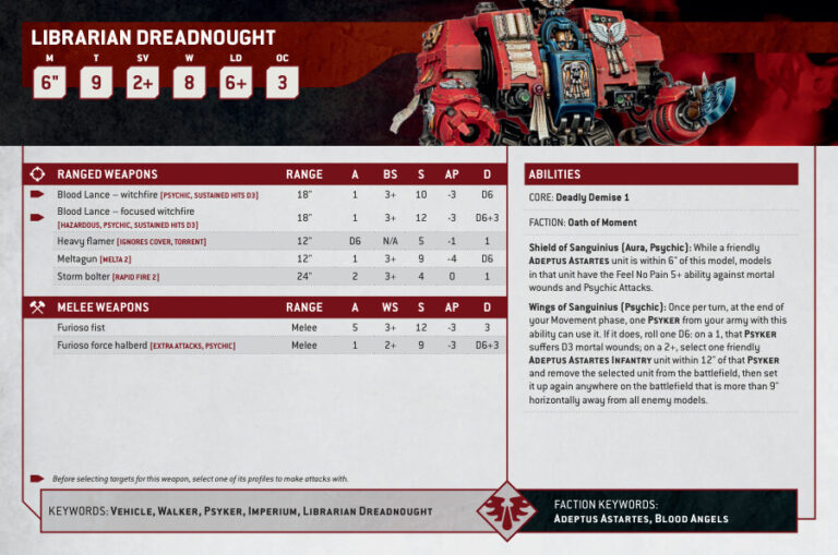 Warhammer 40K Blood Angels Librarian Dreadnought