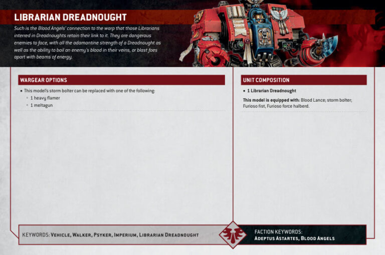 Warhammer 40K Blood Angels Librarian Dreadnought