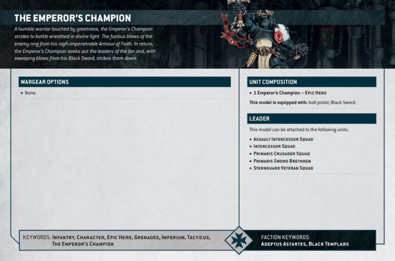 Warhammer 40K Emperor's Champion