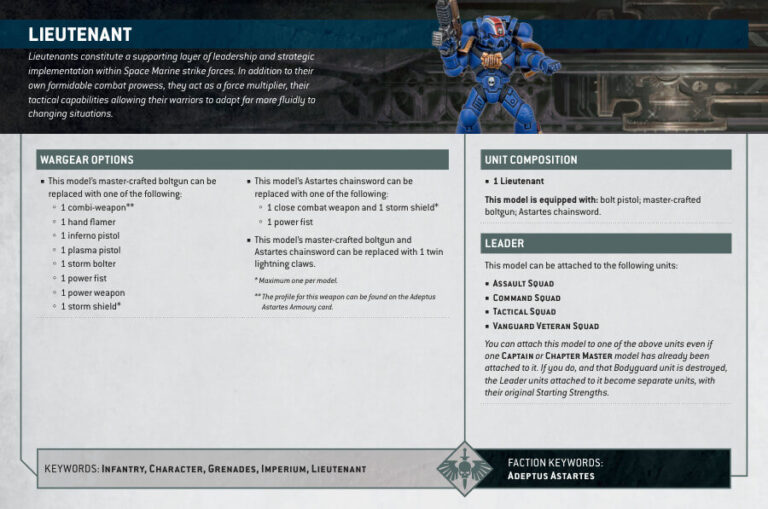 Warhammer 40K Lieutenant with Storm Shield