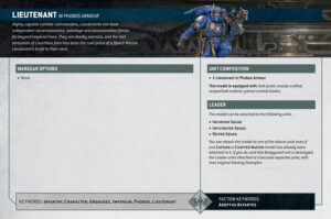 Warhammer 40K Lieutenant in Phobos Armour