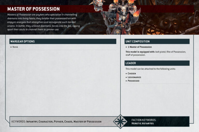 Warhammer 40K Master of Possession