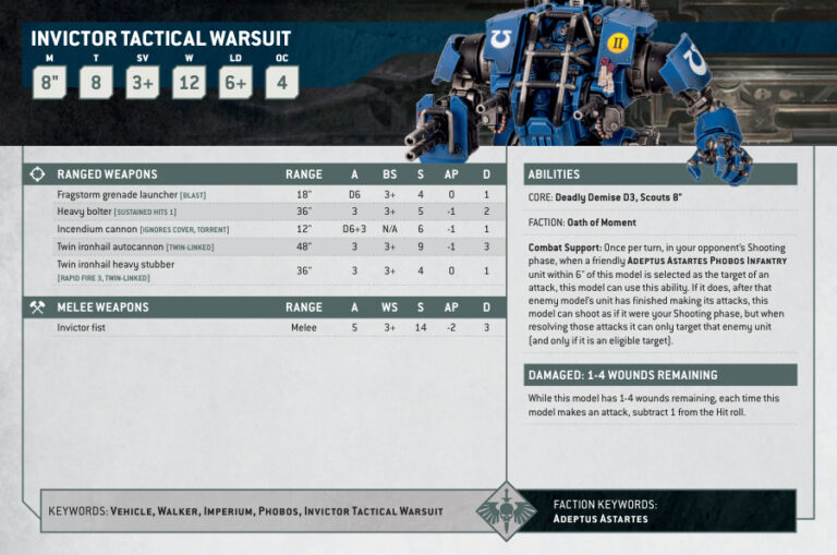 Warhammer 40K Primaris Invictor Tactical Warsuit