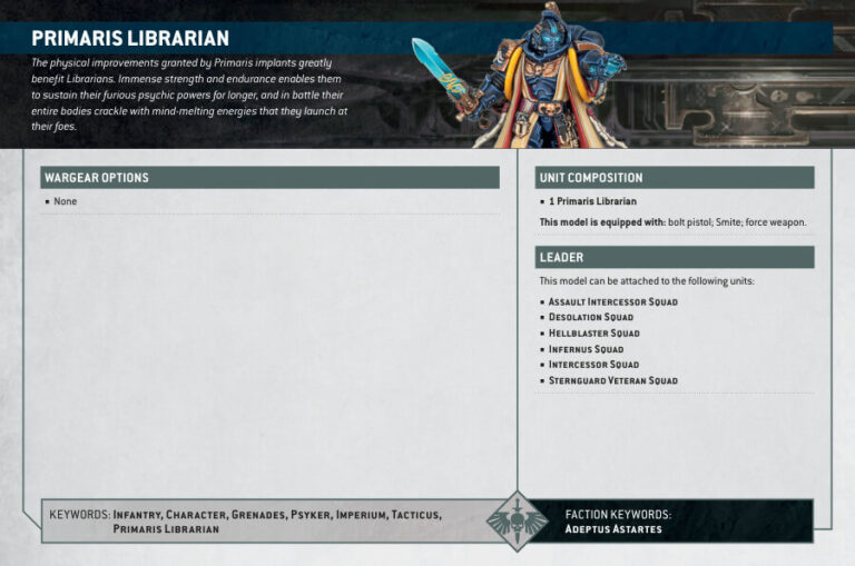 Warhammer 40K Primaris Librarian