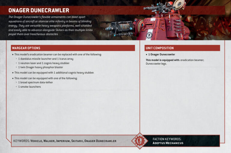 Warhammer 40K Adeptus Mechanicus Onager Dunecrawler