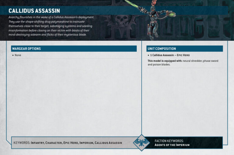 Warhammer 40K Callidus Assassin