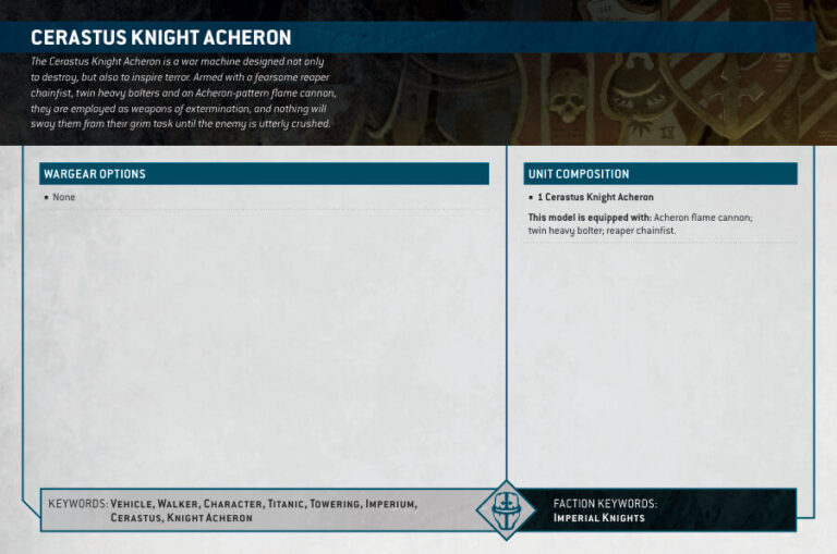 Warhammer 40K Cerastus Knight Acheron