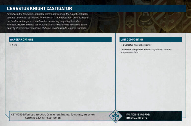 Warhammer 40K Cerastus Knight Castigator