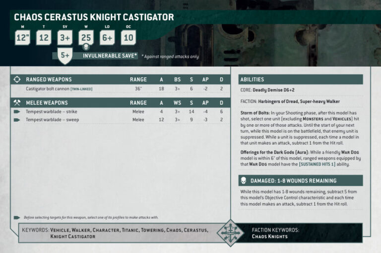 Warhammer 40K Cerastus Knight Castigator