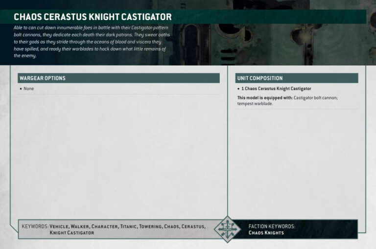 Warhammer 40K Cerastus Knight Castigator