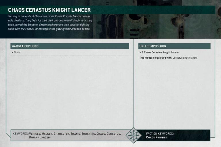 Warhammer 40K Ceratus Knight Lancer