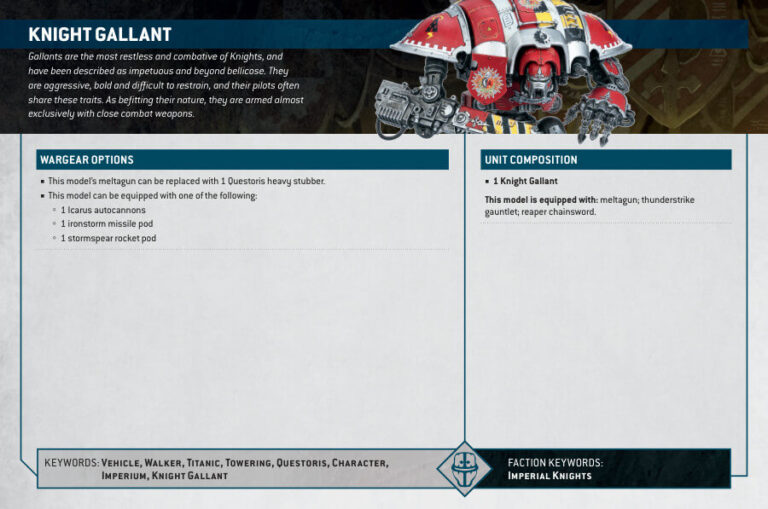 Warhammer 40K Imperial Knight Gallant