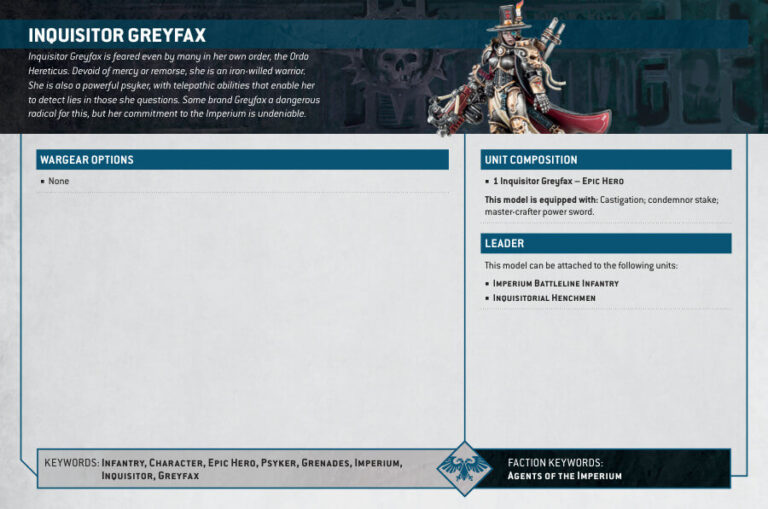 Warhammer 40K Inquisitor Greyfax