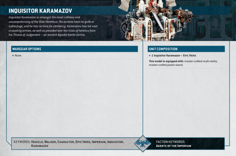 Warhammer 40K Inquisitor Karamazov