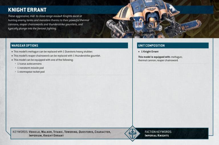 Warhammer 40K Knight Errant