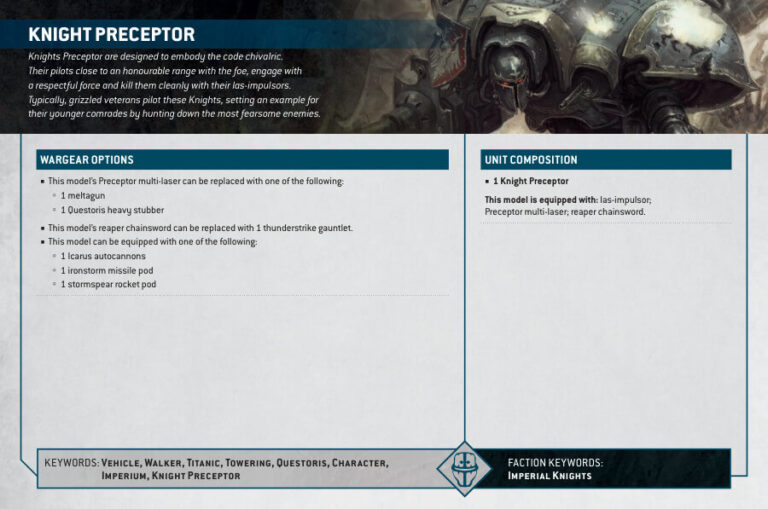 Warhammer 40K Knight Preceptor
