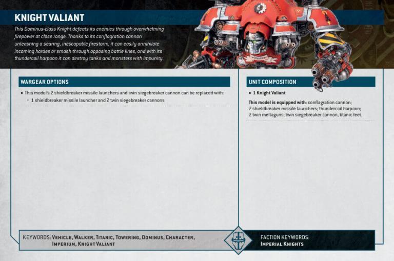 Warhammer 40K Knight Valiant