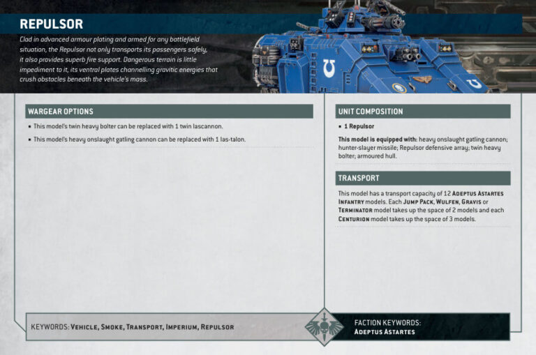 Warhammer 40K Primaris Repulsor