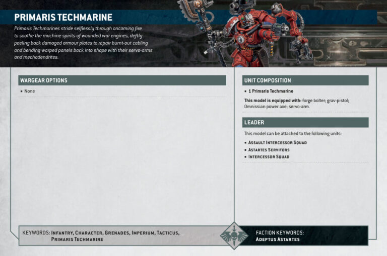 Primaris Techmarine, a multipart W40K Space Marines Model - Features ...
