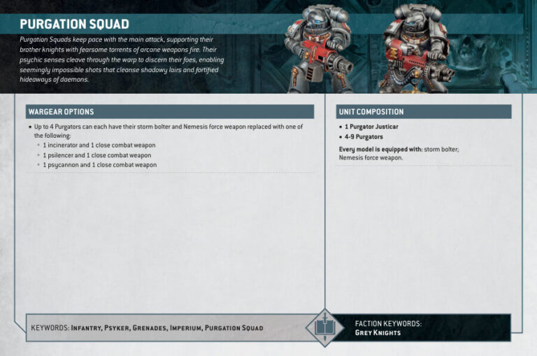 Warhammer 40K Grey Knights Purgation Squad