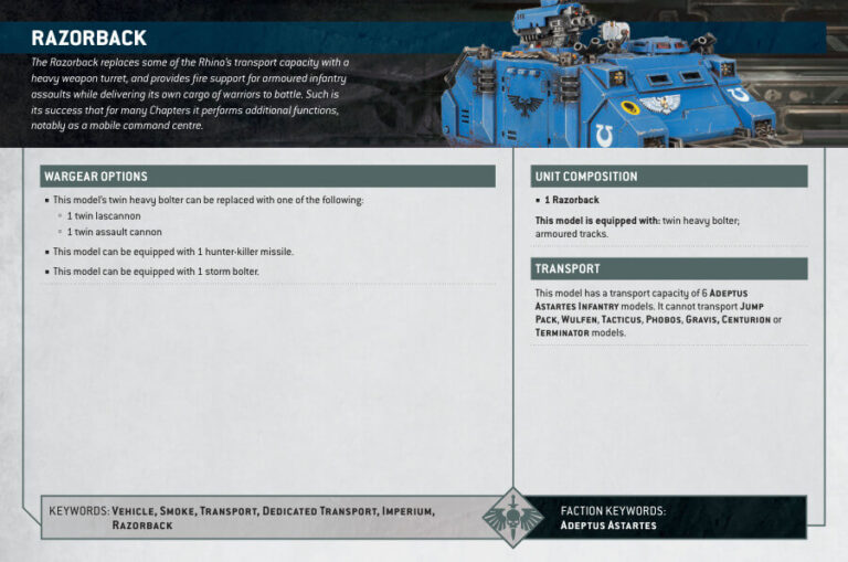 Warhammer 40K Razorback