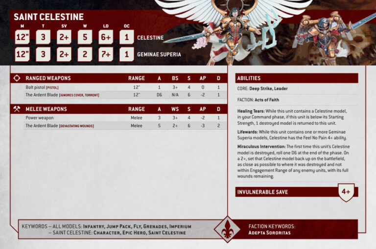 Warhammer 40K Celestine, the Living Saint