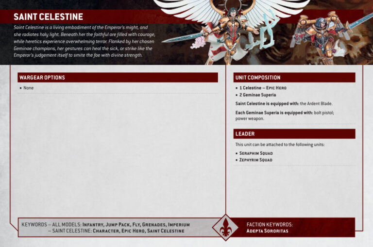 Warhammer 40K Celestine, the Living Saint