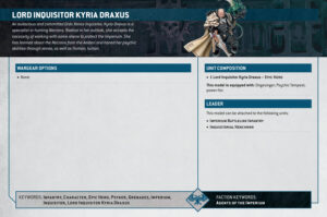 Warhammer 40K Ordo Xenos Lord Inquisitor Kyria Draxus