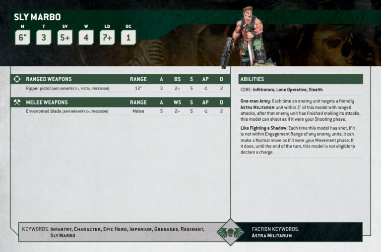 Sly Marbo, a multipart W40K Astra Militarum Model - Features and Offers!