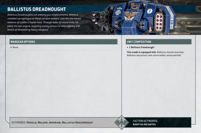 W40K Ballistus Dreadnought Miniature Details & Info