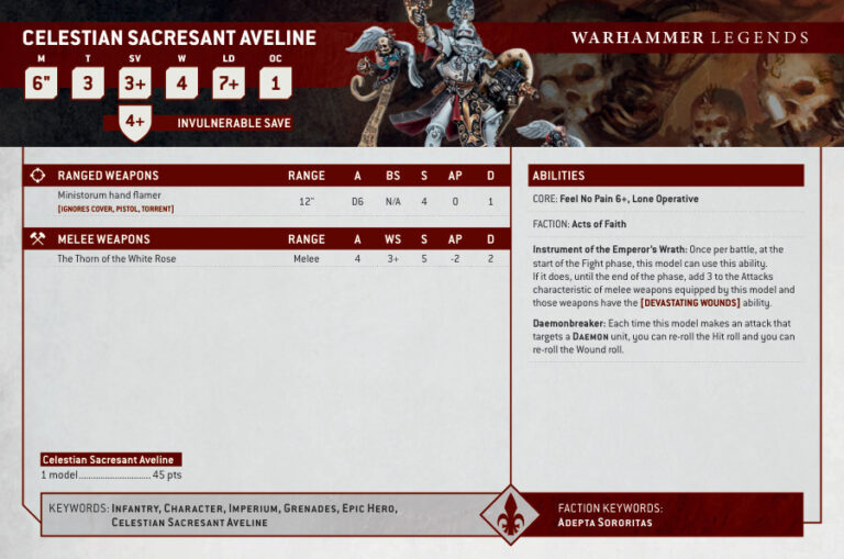 Celestian Sacresant Aveline, a multipart W40K Adepta Sororitas model - Features and Offers!